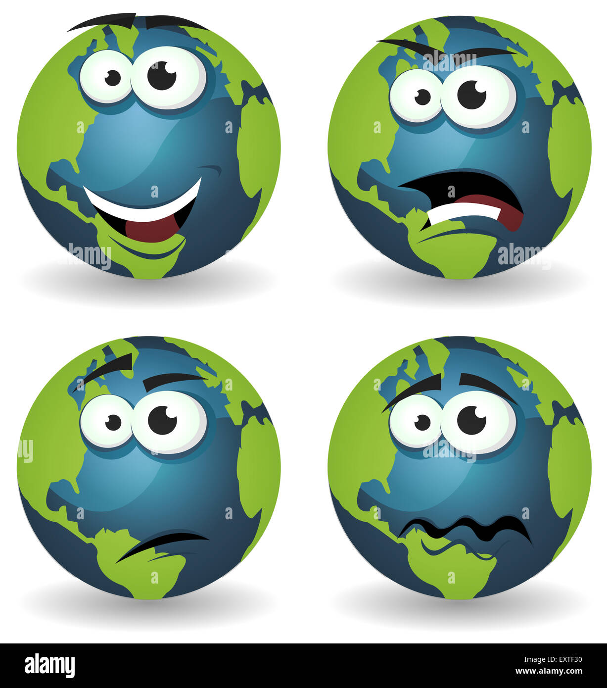 Illustration of a set of various cartoon funny earth symbol icons ...