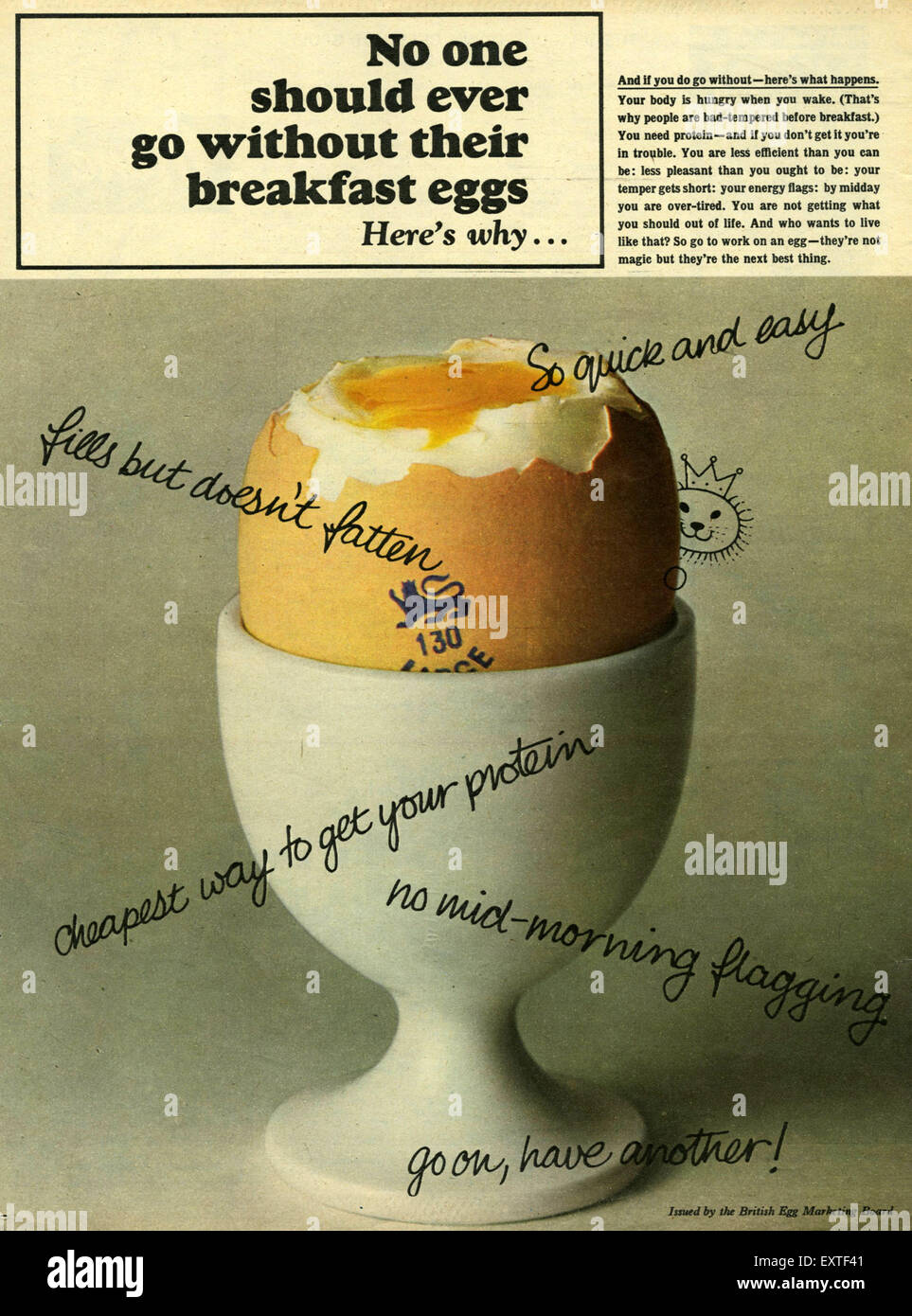 1960s UK British Egg Marketing Board Magazine Advert Stock Photo - Alamy
