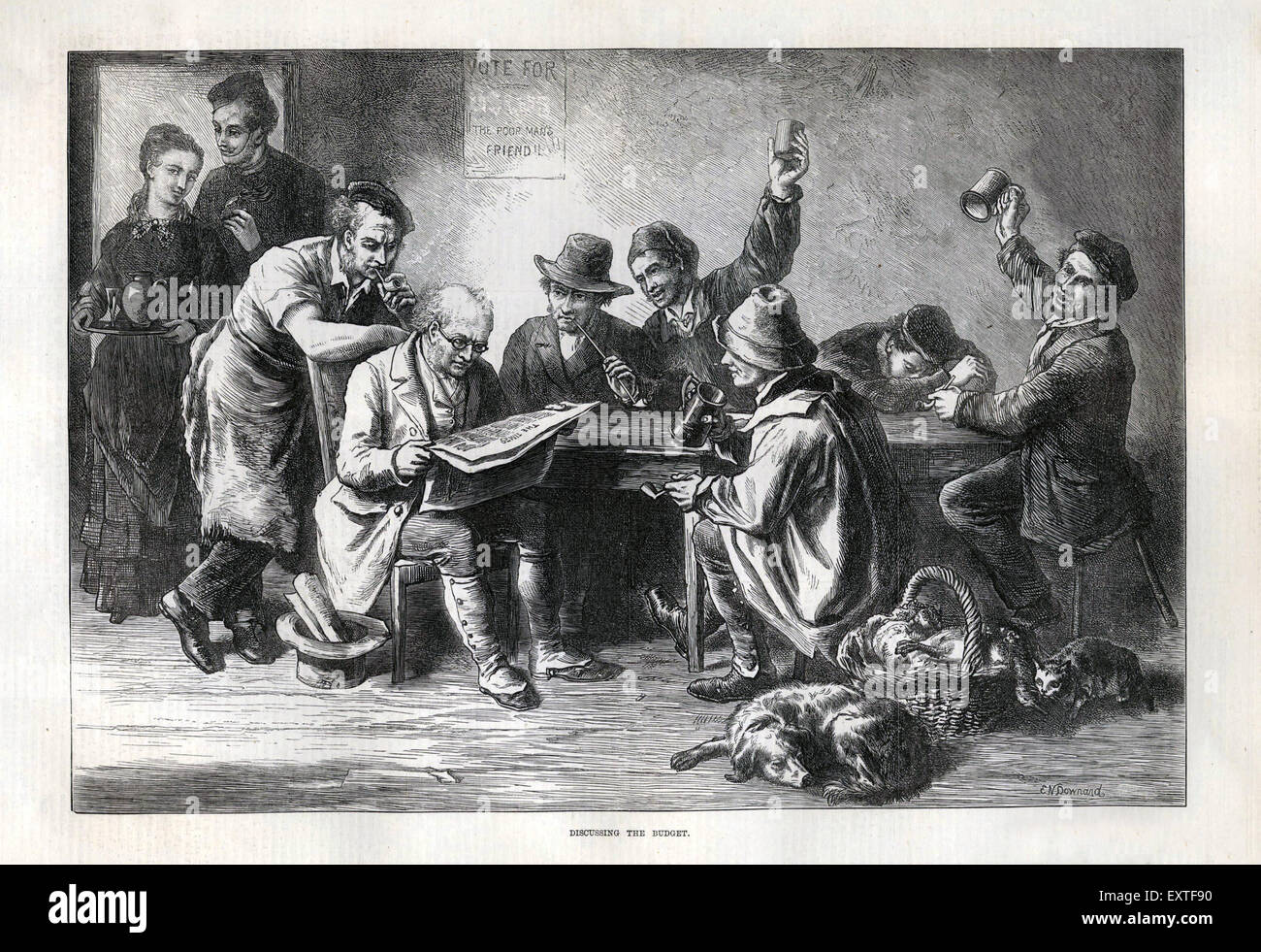 1870s UK reading newspapers pubs inns NLI Magazine Plate Stock Photo ...