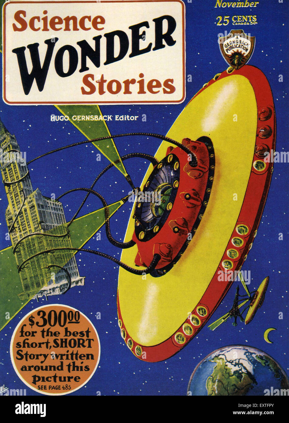 1920s USA Science Wonder Stories Magazine Cover Stock Photo - Alamy