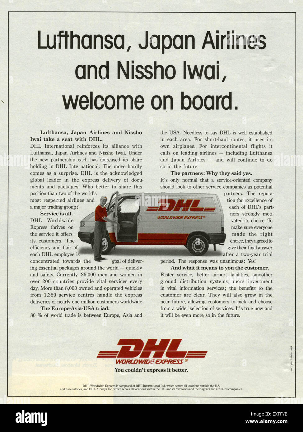 1990s UK DHL Magazine Advert Stock Photo - Alamy