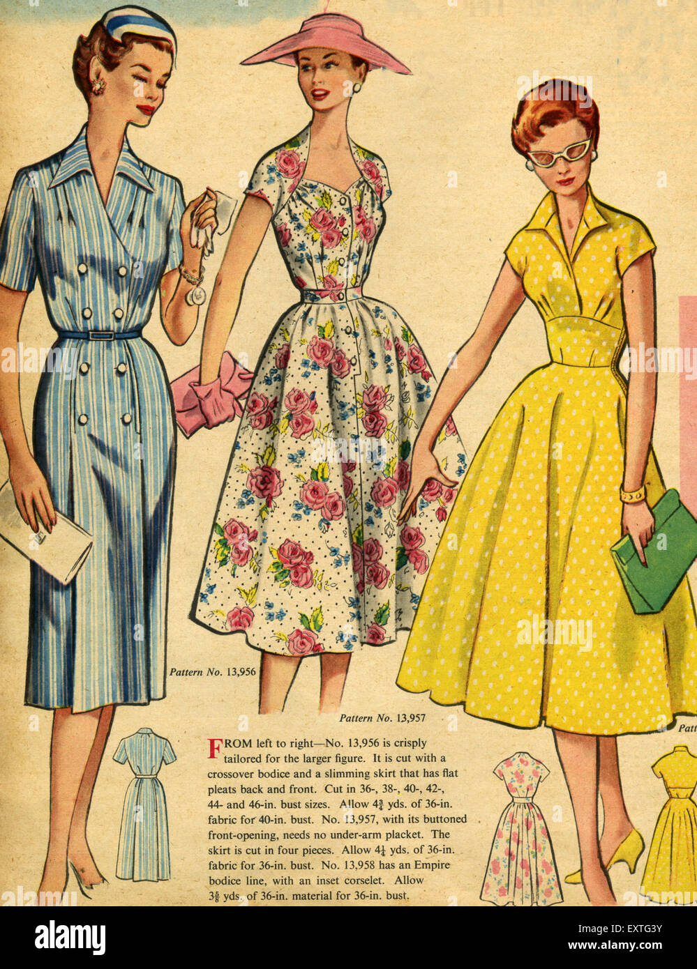 1950s UK Dresses Magazine Plate Stock Photo - Alamy