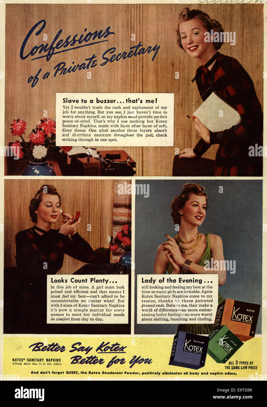 1930s USA Kotex Magazine Advert Stock Photo - Alamy