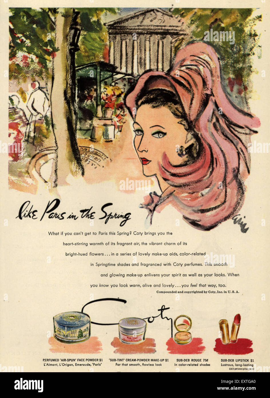 1940s USA Coty Magazine Advert Stock Photo - Alamy