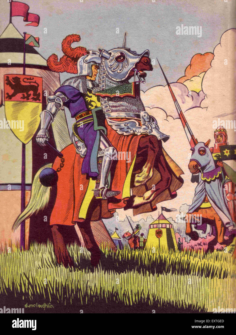1930s UK Knights Jousting Book Plate Stock Photo - Alamy