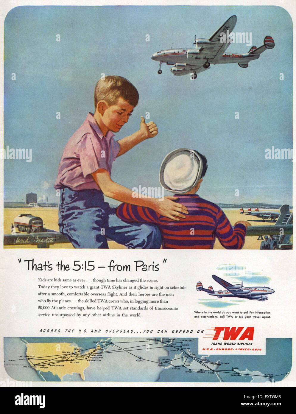 1950s USA TWA Magazine Advert Stock Photo - Alamy