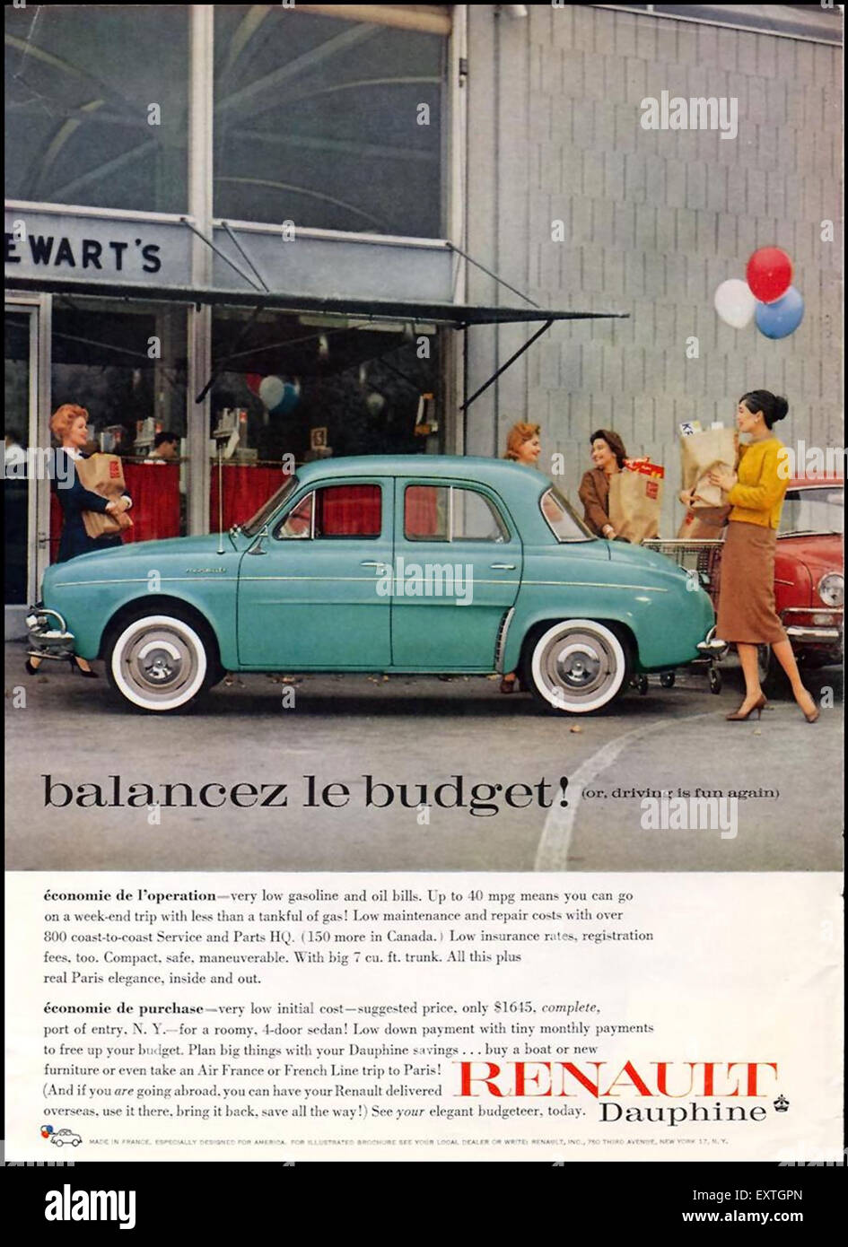 1960s USA Renault Magazine Advert Stock Photo - Alamy