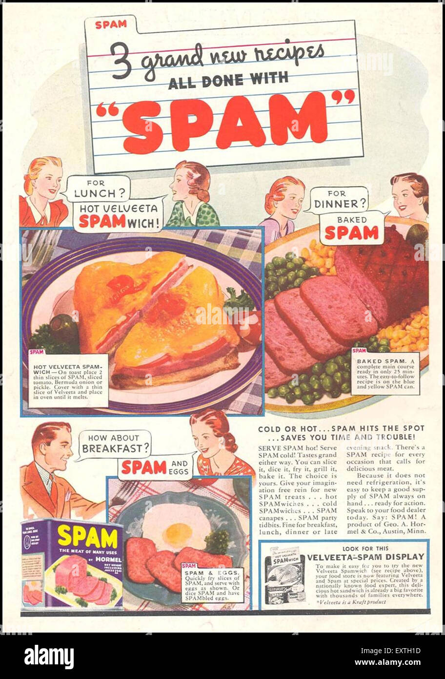 1940s USA Spam Magazine Advert Stock Photo - Alamy