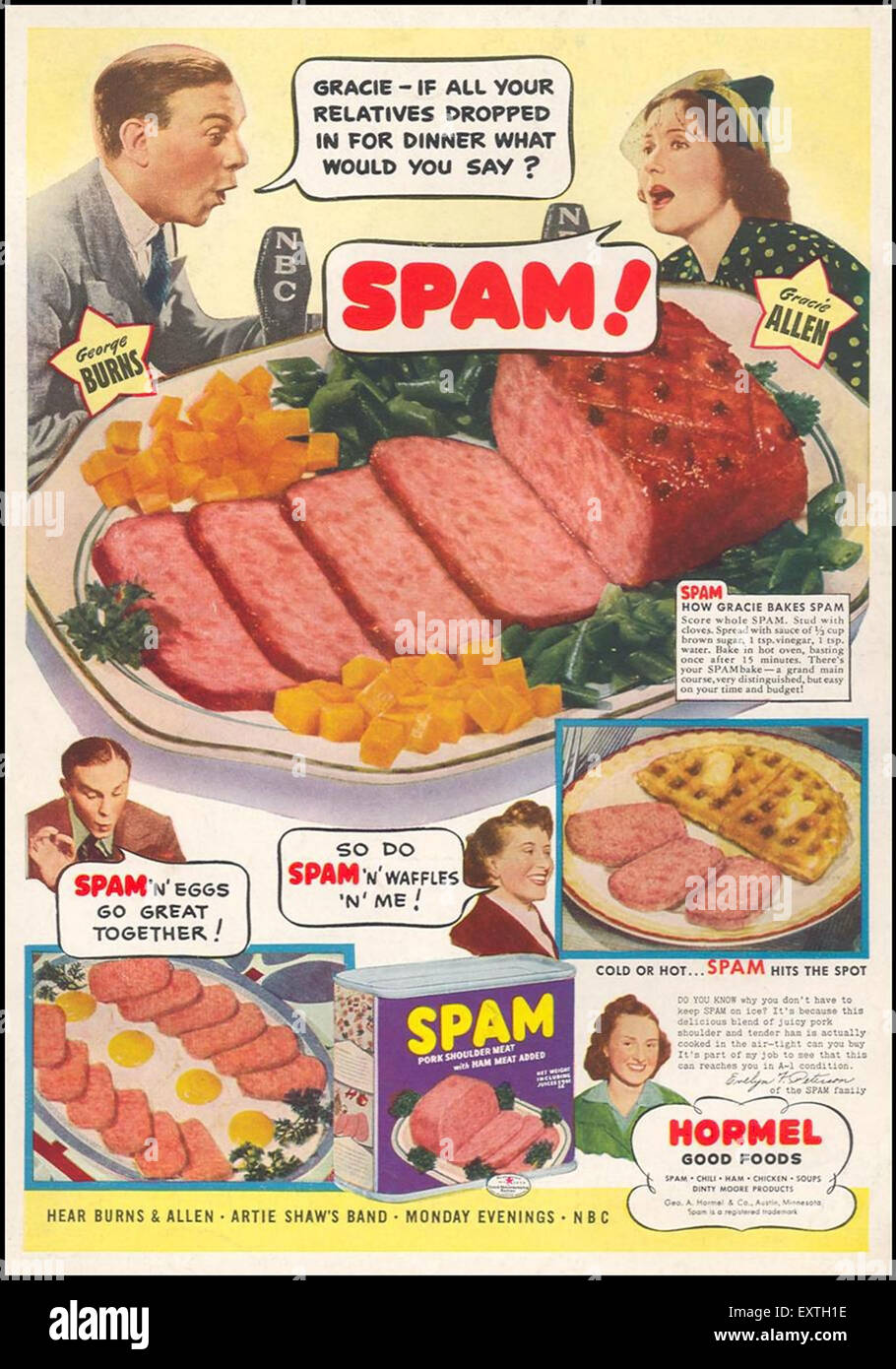 1940s USA Spam Magazine Advert Stock Photo - Alamy