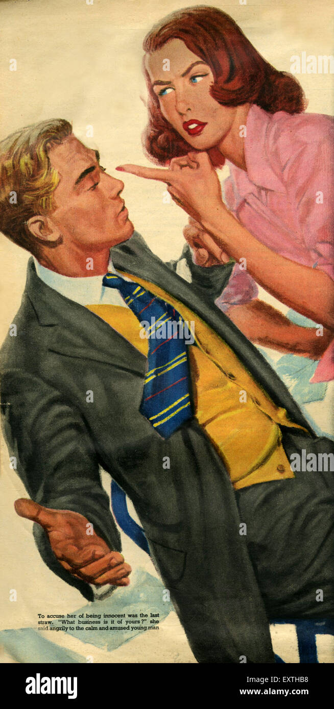 1950s UK Arguing Couples Magazine Plate Stock Photo - Alamy