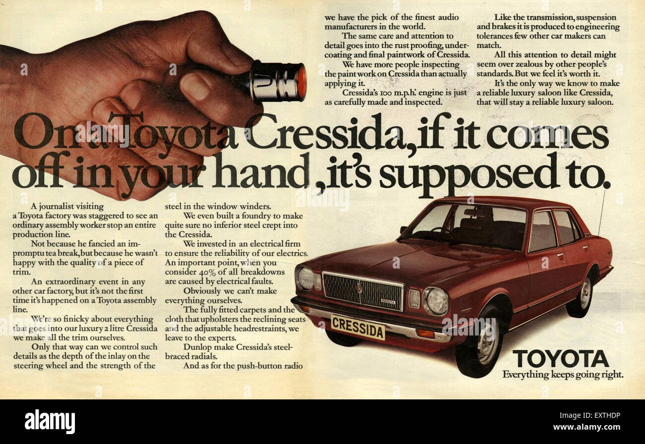 1970s UK Toyota Magazine Advert Stock Photo - Alamy