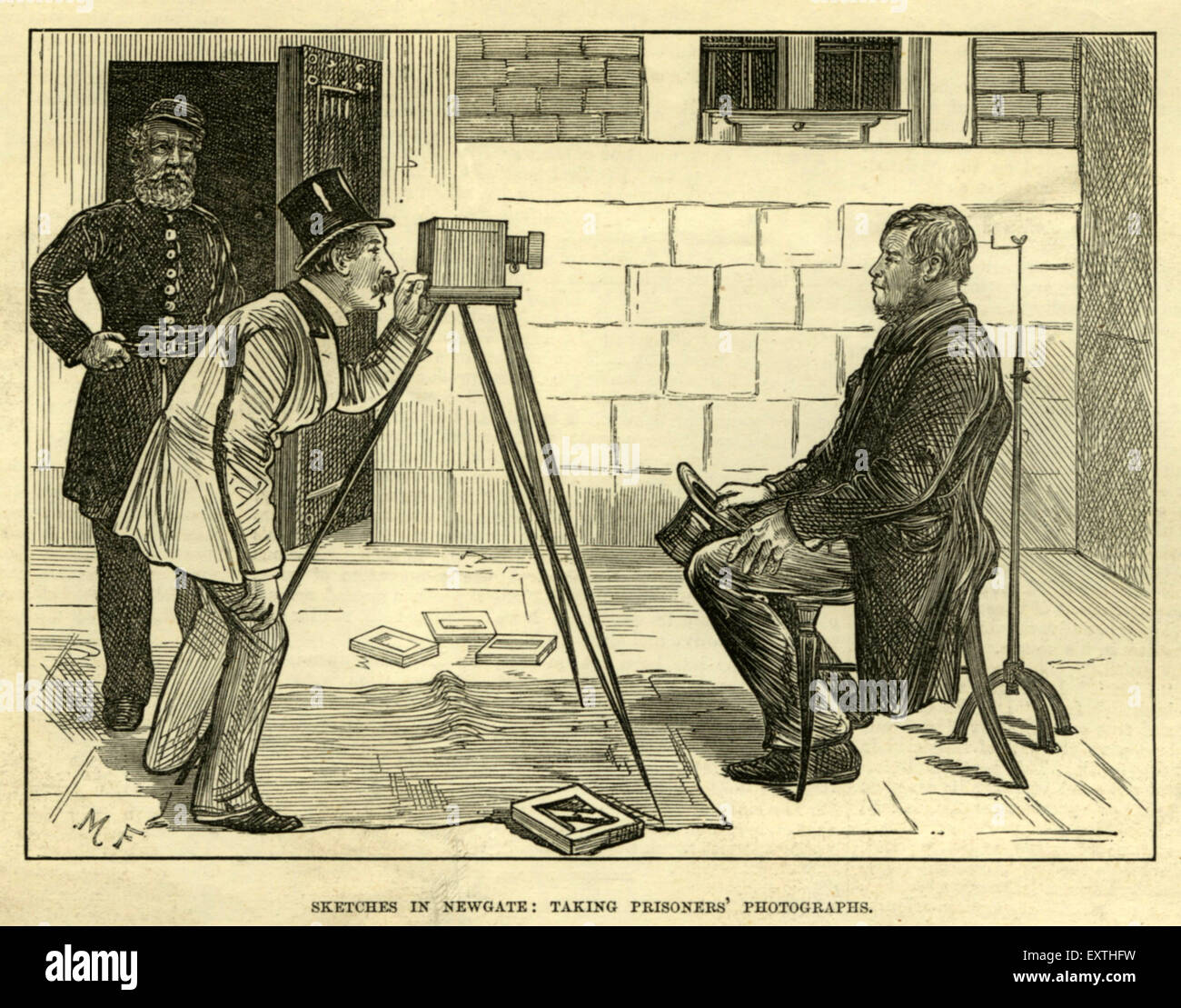 1870s UK Photographing Prisoners at Newgate Magazine Plate Stock Photo ...