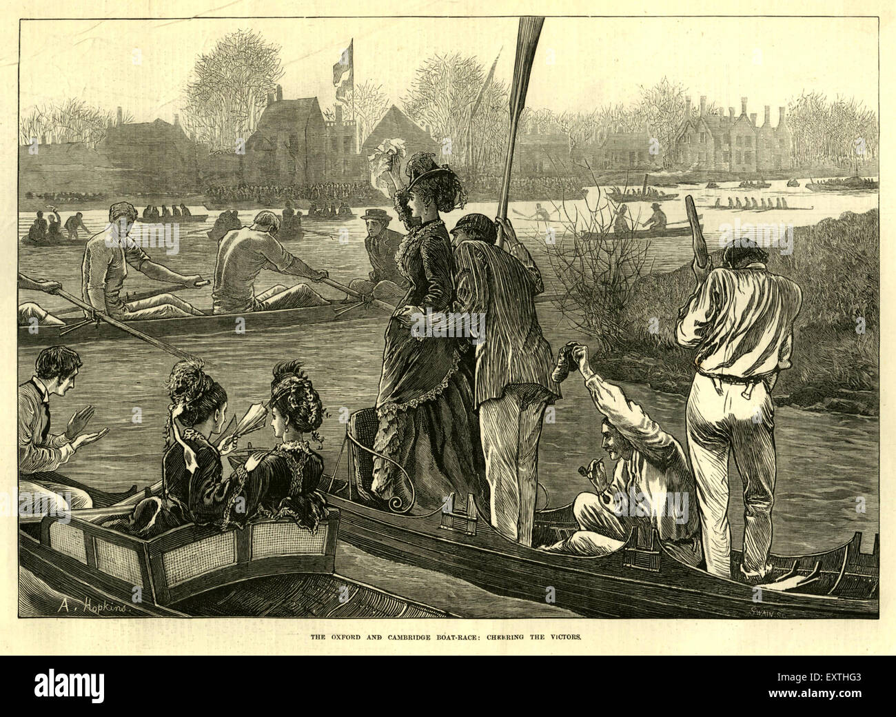 1870s UK Oxford and Cambridge Boat Races Magazine Plate Stock Photo - Alamy