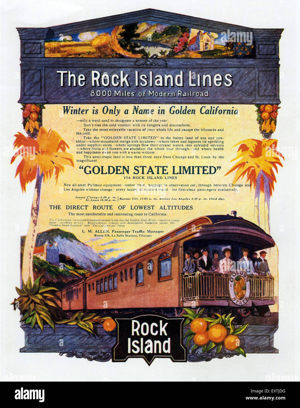 1910s USA Rock Island Lines Magazine Advert Stock Photo - Alamy