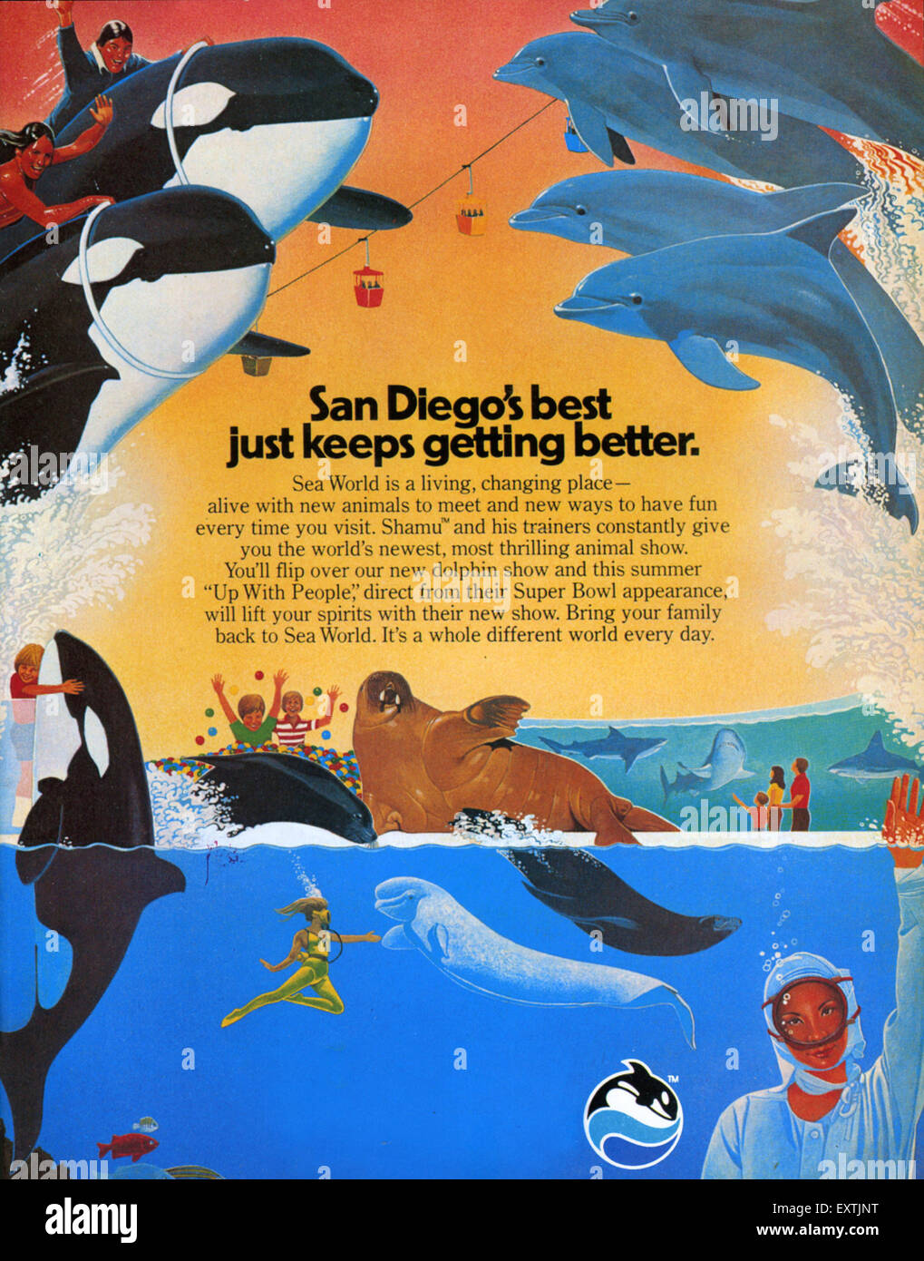 1980s USA San Diego Sea World Magazine Advert Stock Photo - Alamy