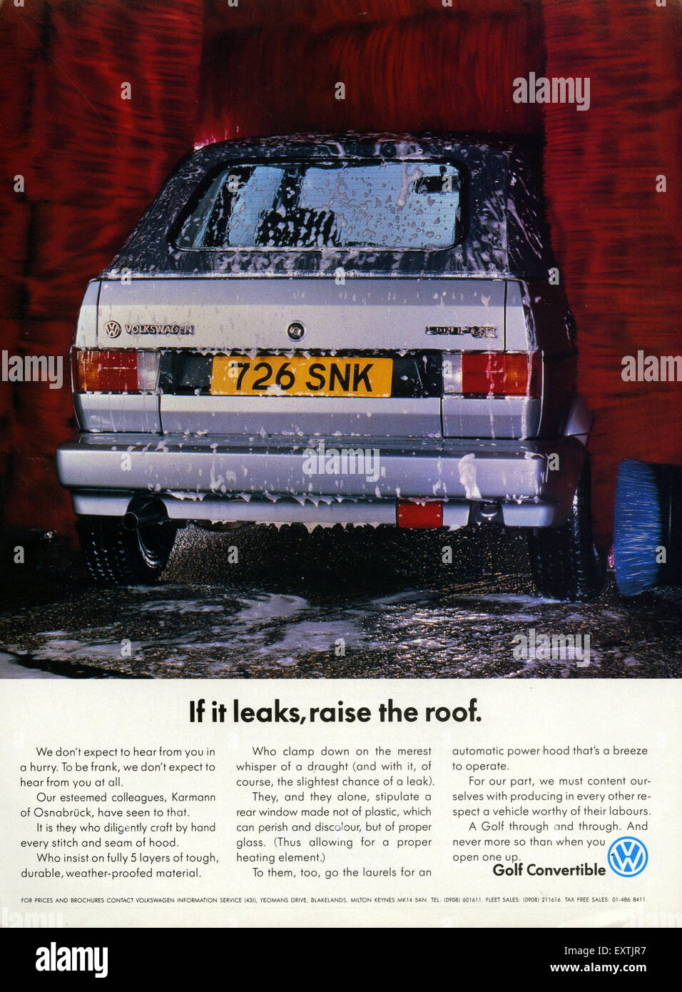 1990s UK Volkswagen, VW Magazine Advert Stock Photo - Alamy
