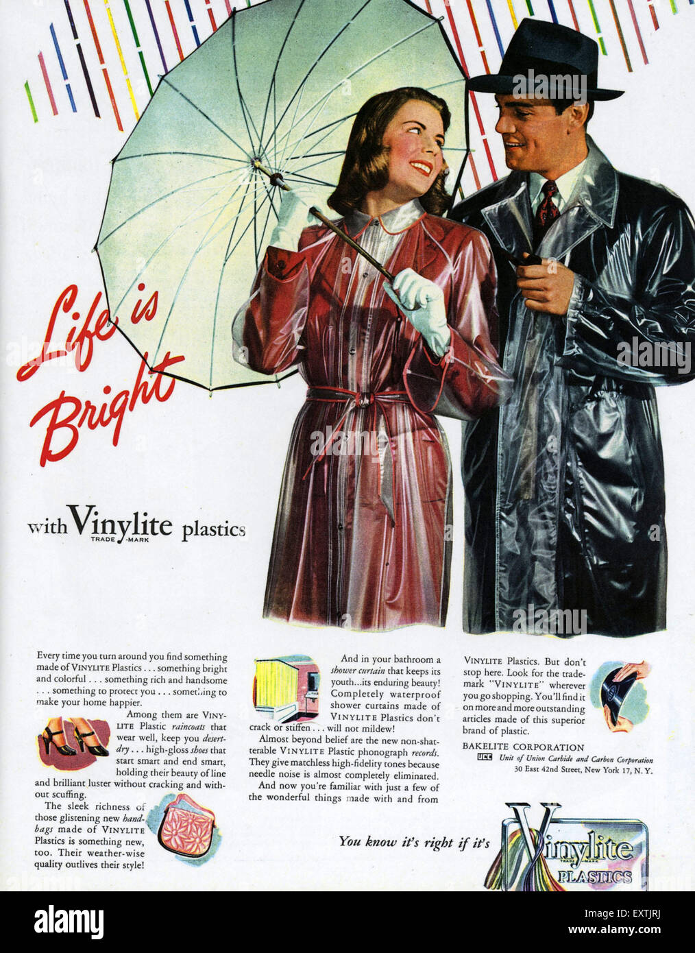 1940s USA Vinylite Plastics Magazine Advert Stock Photo - Alamy