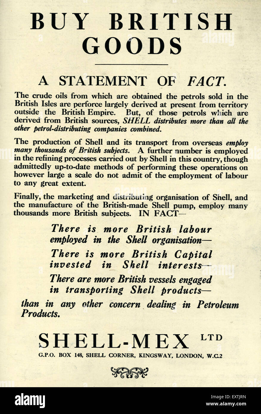 1920s UK Shell-Mex Magazine Advert Stock Photo - Alamy