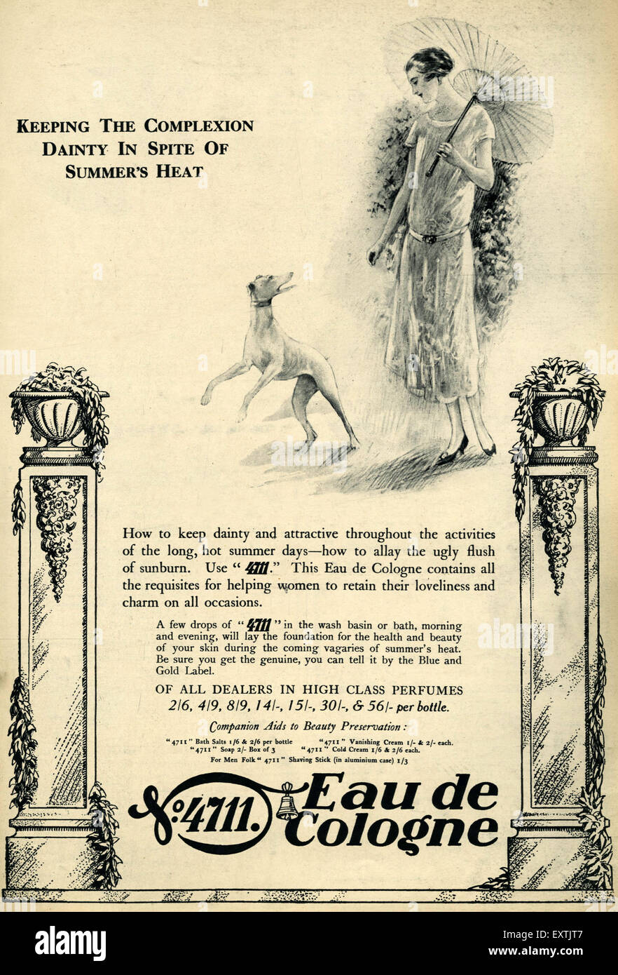 1920s UK 4711 Eau de Cologne Magazine Advert Stock Photo - Alamy