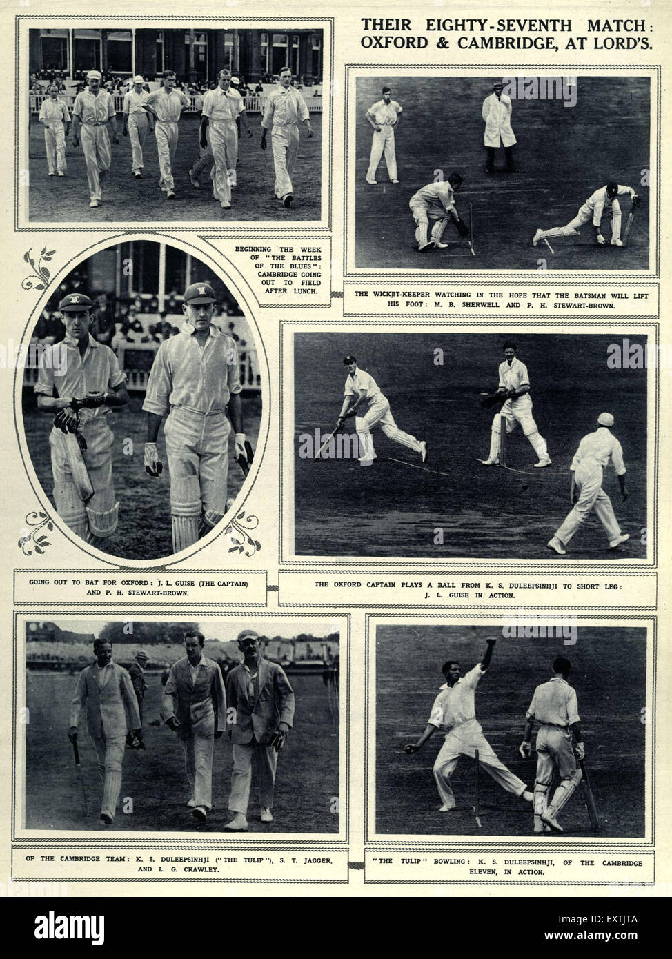 1920s UK Oxford & Cambridge Cricket at Lords Magazine Plate Stock Photo ...