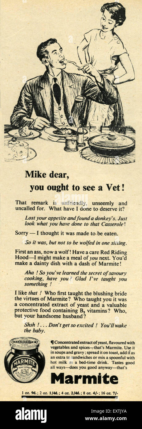 1950s UK Marmite Magazine Advert Stock Photo - Alamy