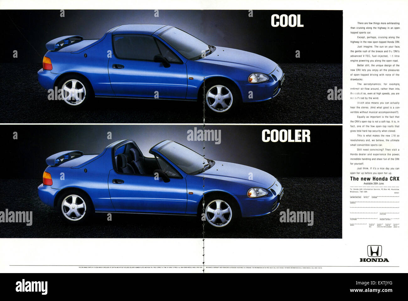 1990s UK Honda Magazine Advert Stock Photo - Alamy