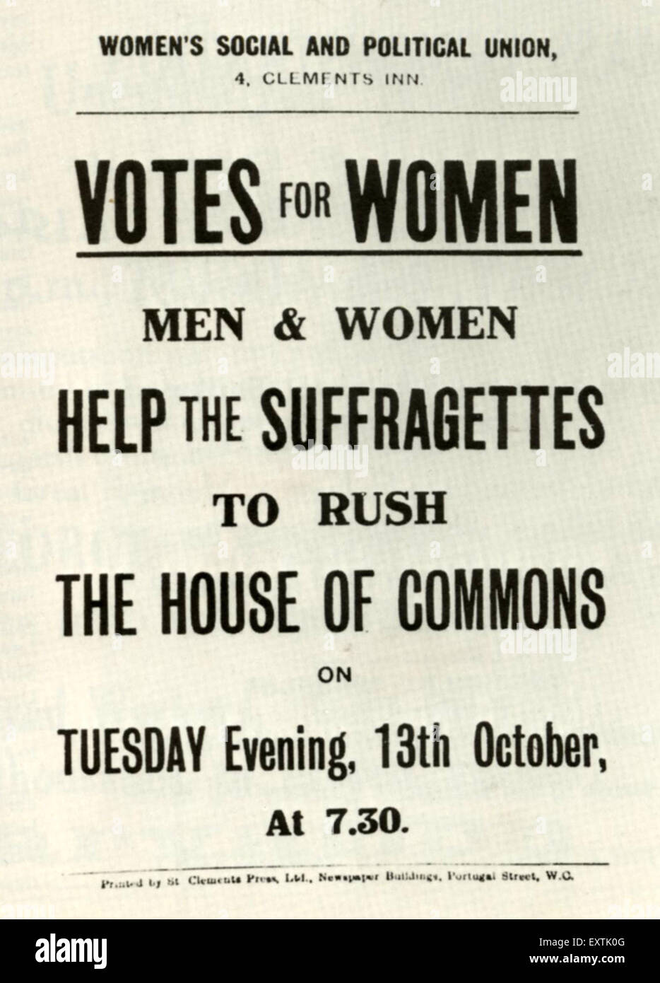 1900s UK Women's Social and Political Union Poster Stock Photo - Alamy