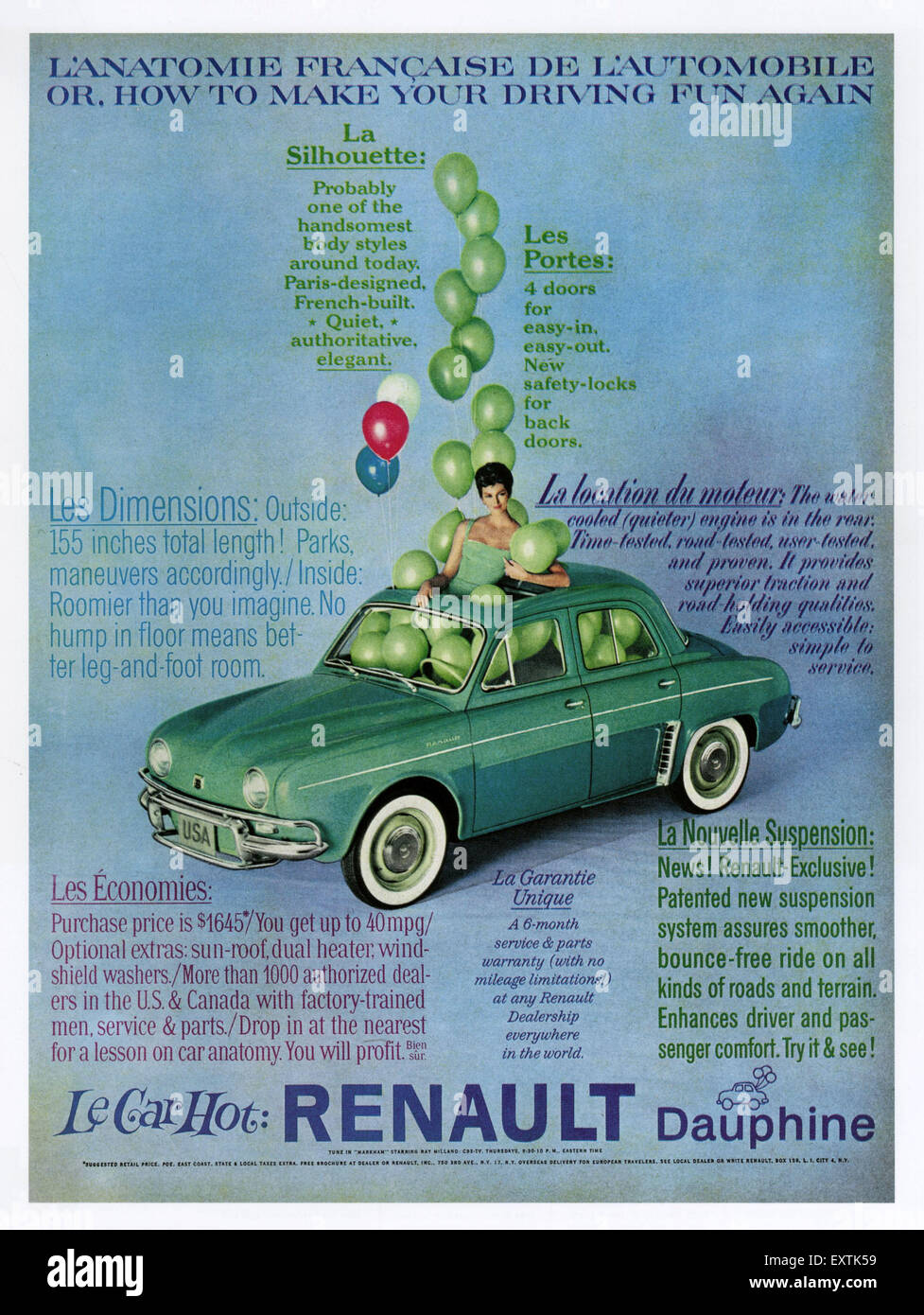 1960s USA Renault Magazine Advert Stock Photo - Alamy