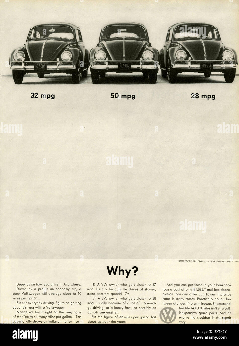 1960s USA Volkswagen Magazine Advert Stock Photo - Alamy