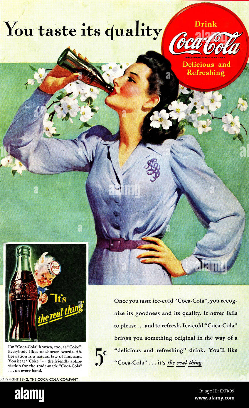1930s USA Coca-Cola Magazine Advert Stock Photo - Alamy