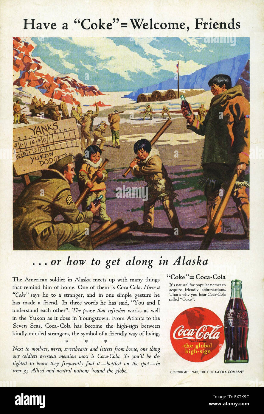 1940s USA Coca-Cola Magazine Advert Stock Photo - Alamy