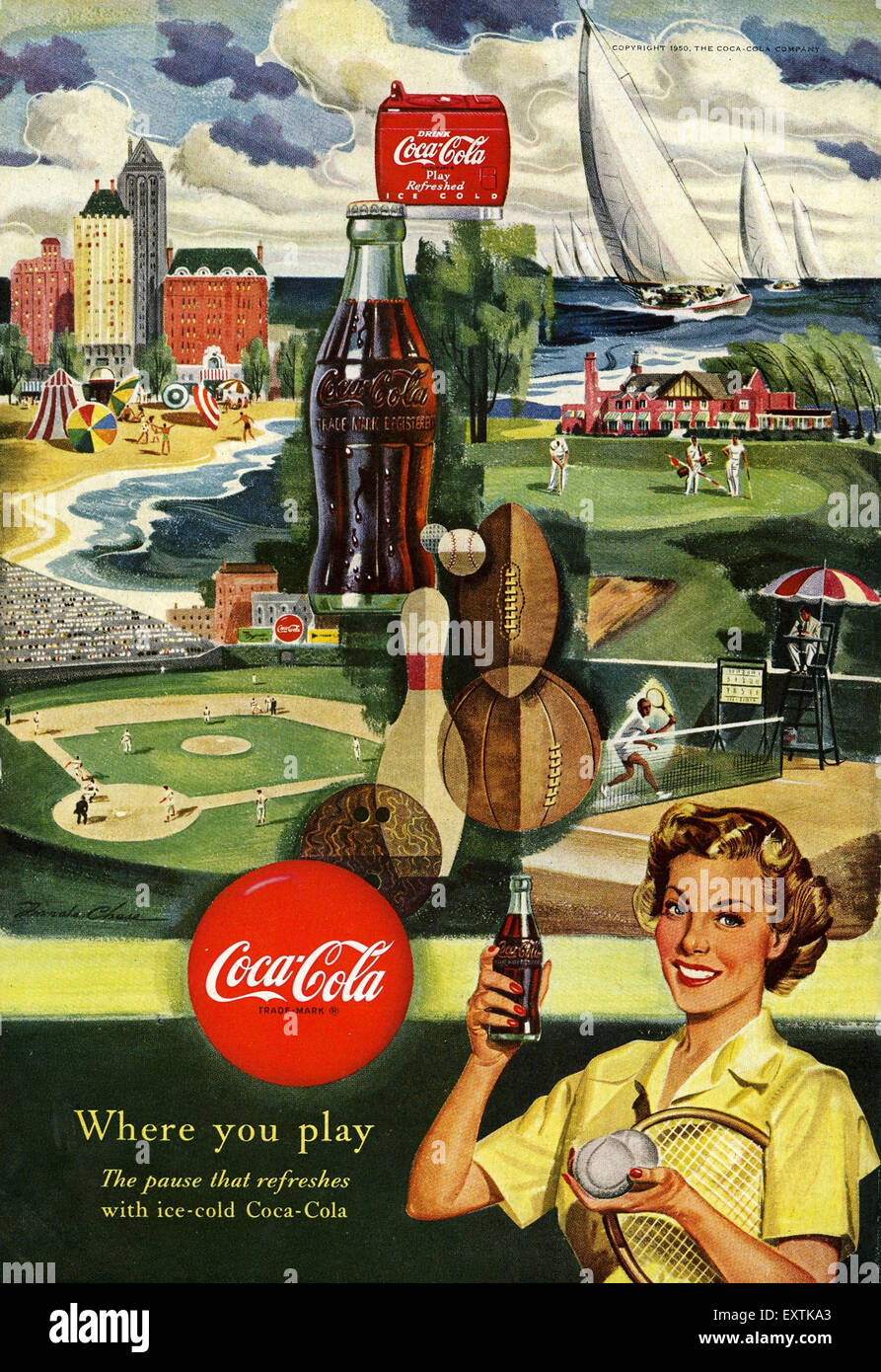 1950s USA Coca-Cola Magazine Advert Stock Photo - Alamy