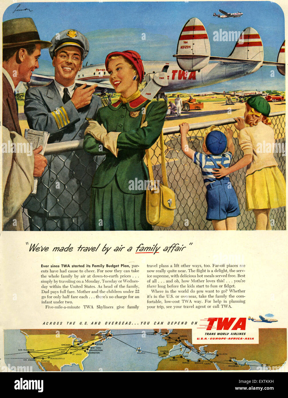 1950s Usa Twa Magazine Advert High Resolution Stock Photography and ...