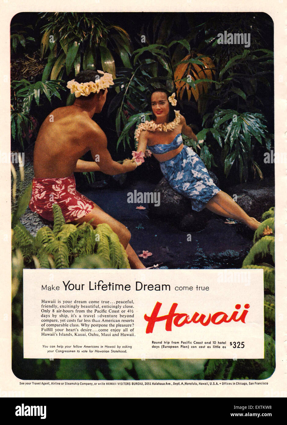 1950s USA Hawaii Visitors Bureau Magazine Advert Stock Photo - Alamy