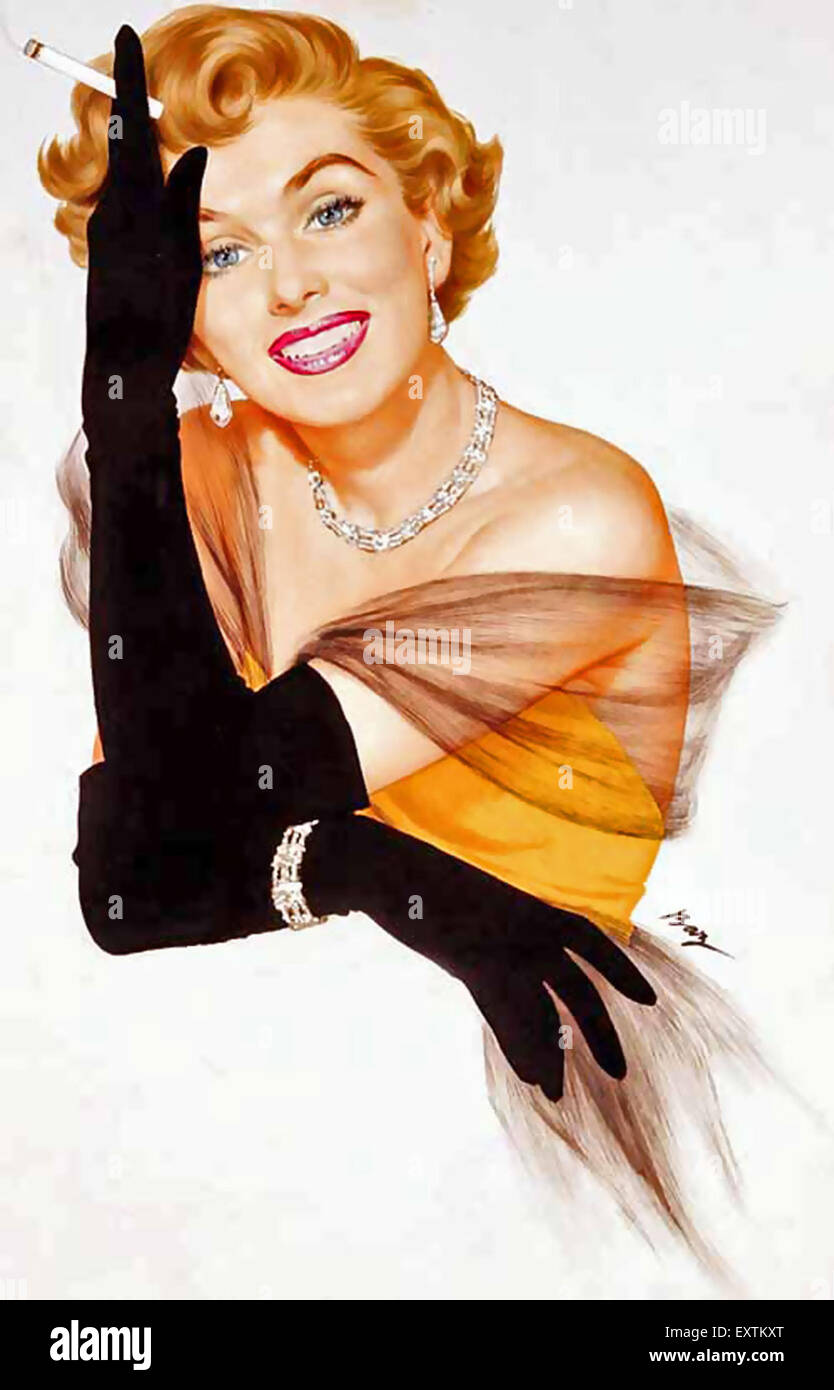 1950s USA Woman Smoking Magazine Plate Stock Photo - Alamy