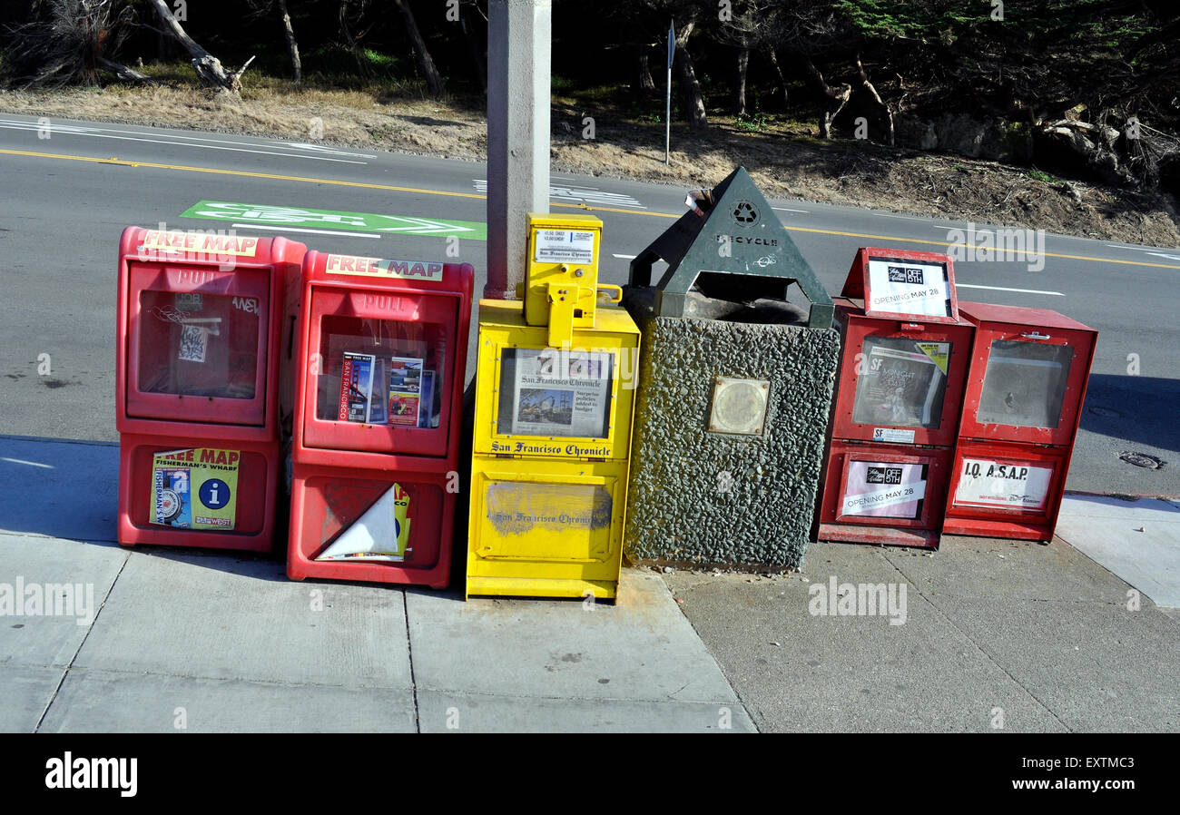 newspaper, map sidewalk boxes Stock Photo - Alamy