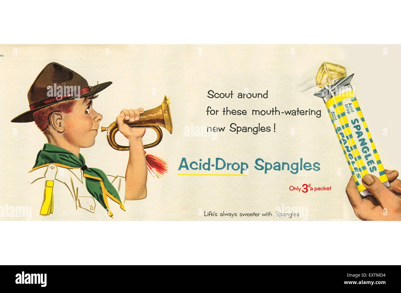1950s UK Spangles Billboard Advert Stock Photo - Alamy
