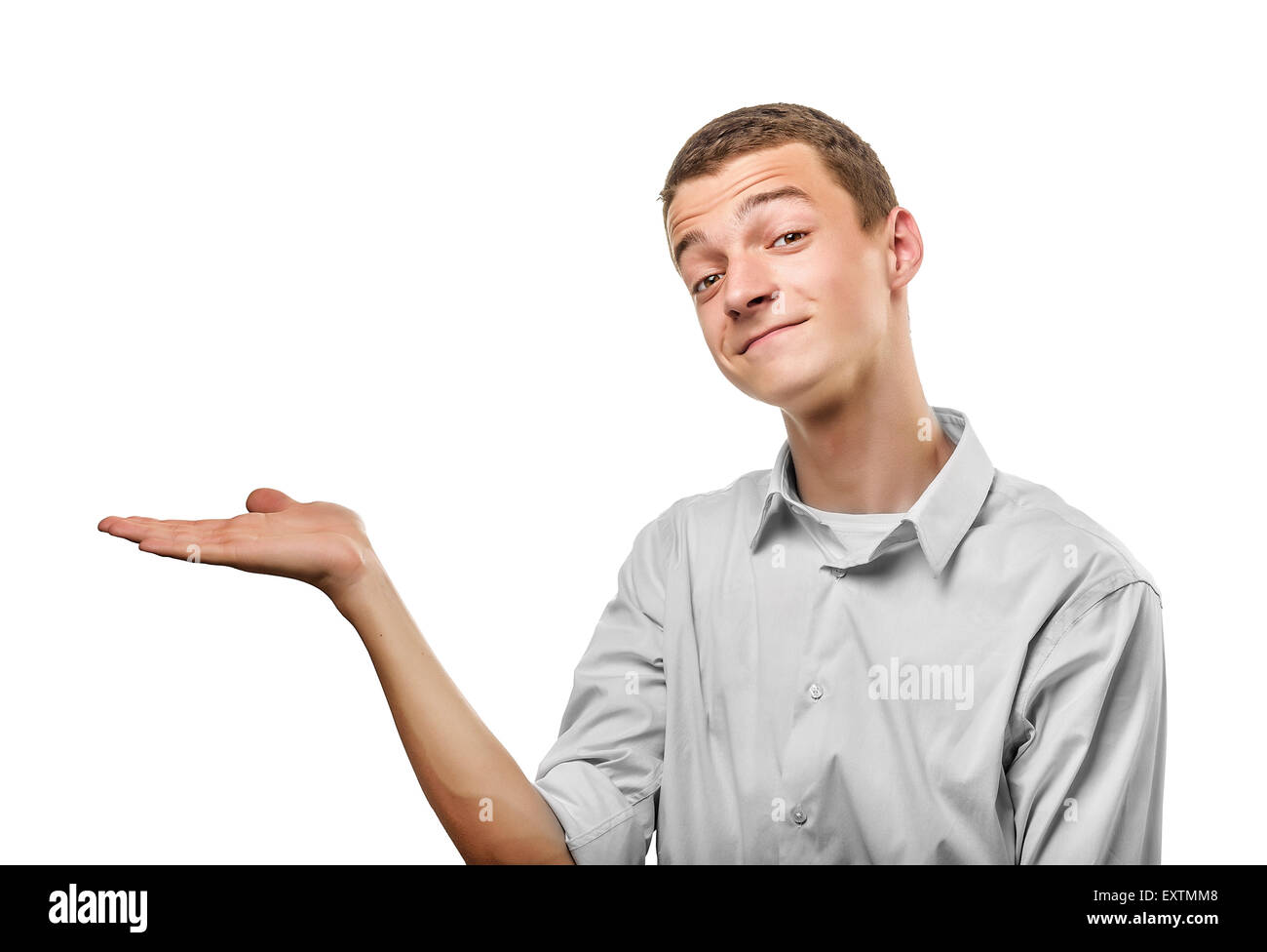 Man showing open hand Stock Photo - Alamy