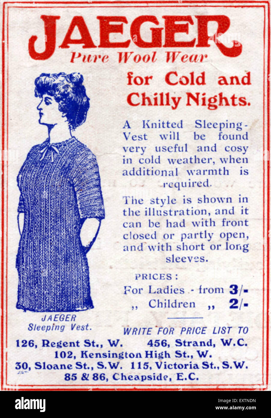 1900s UK Jaeger Magazine Advert Stock Photo - Alamy