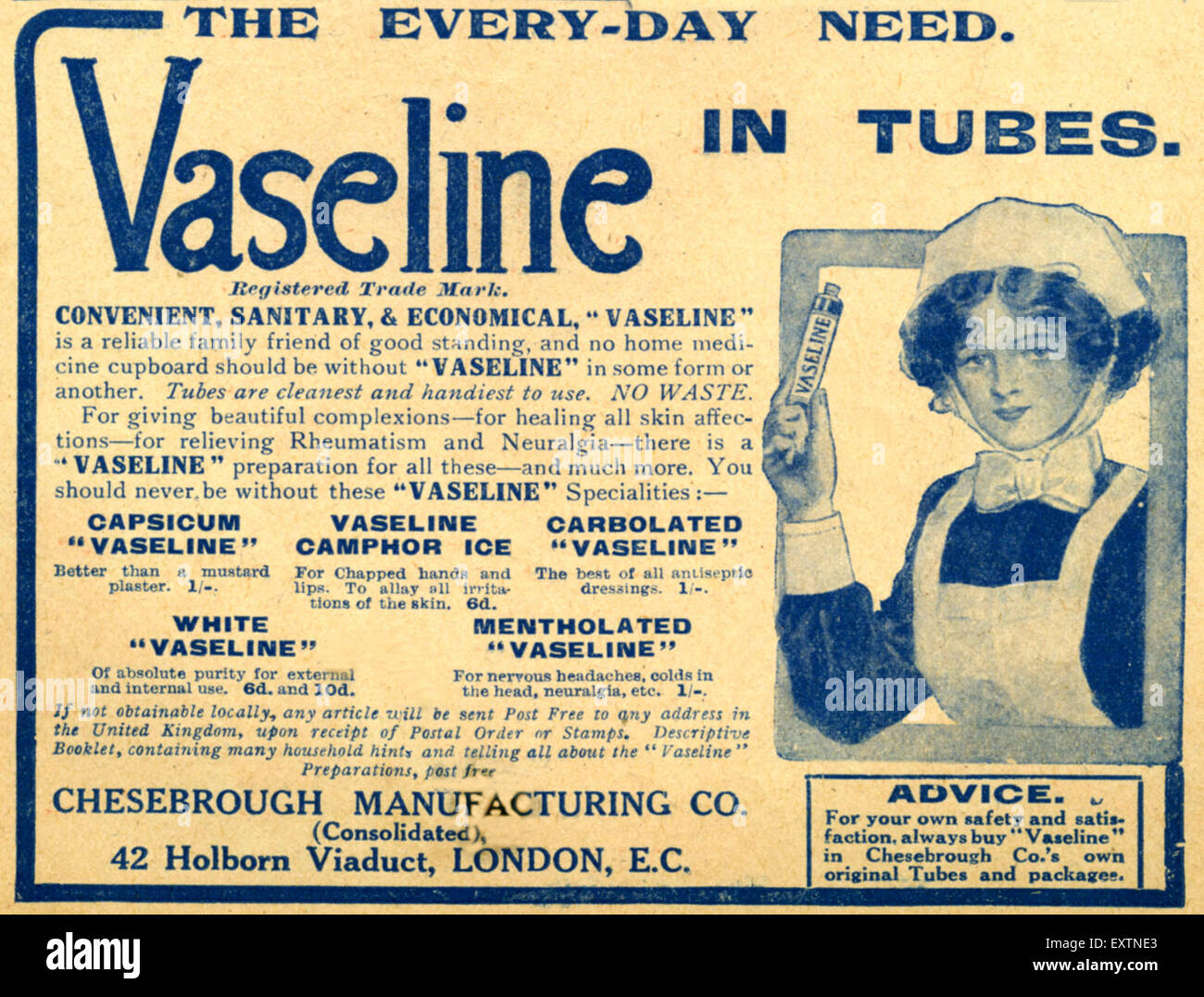 1910s UK Vaseline Magazine Advert Stock Photo - Alamy