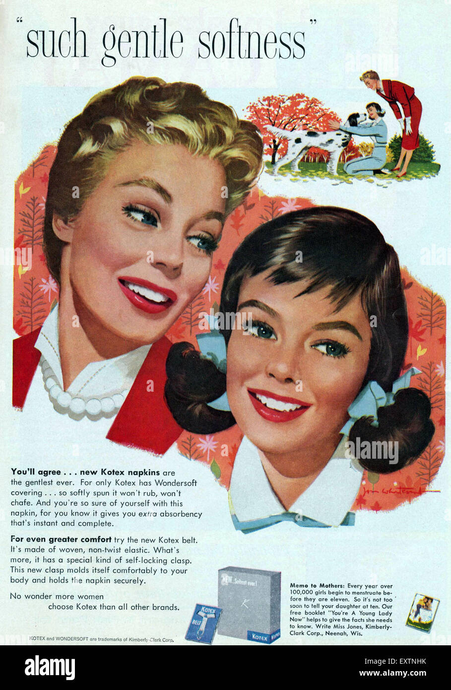 1950s USA Kotex Magazine Advert Stock Photo - Alamy