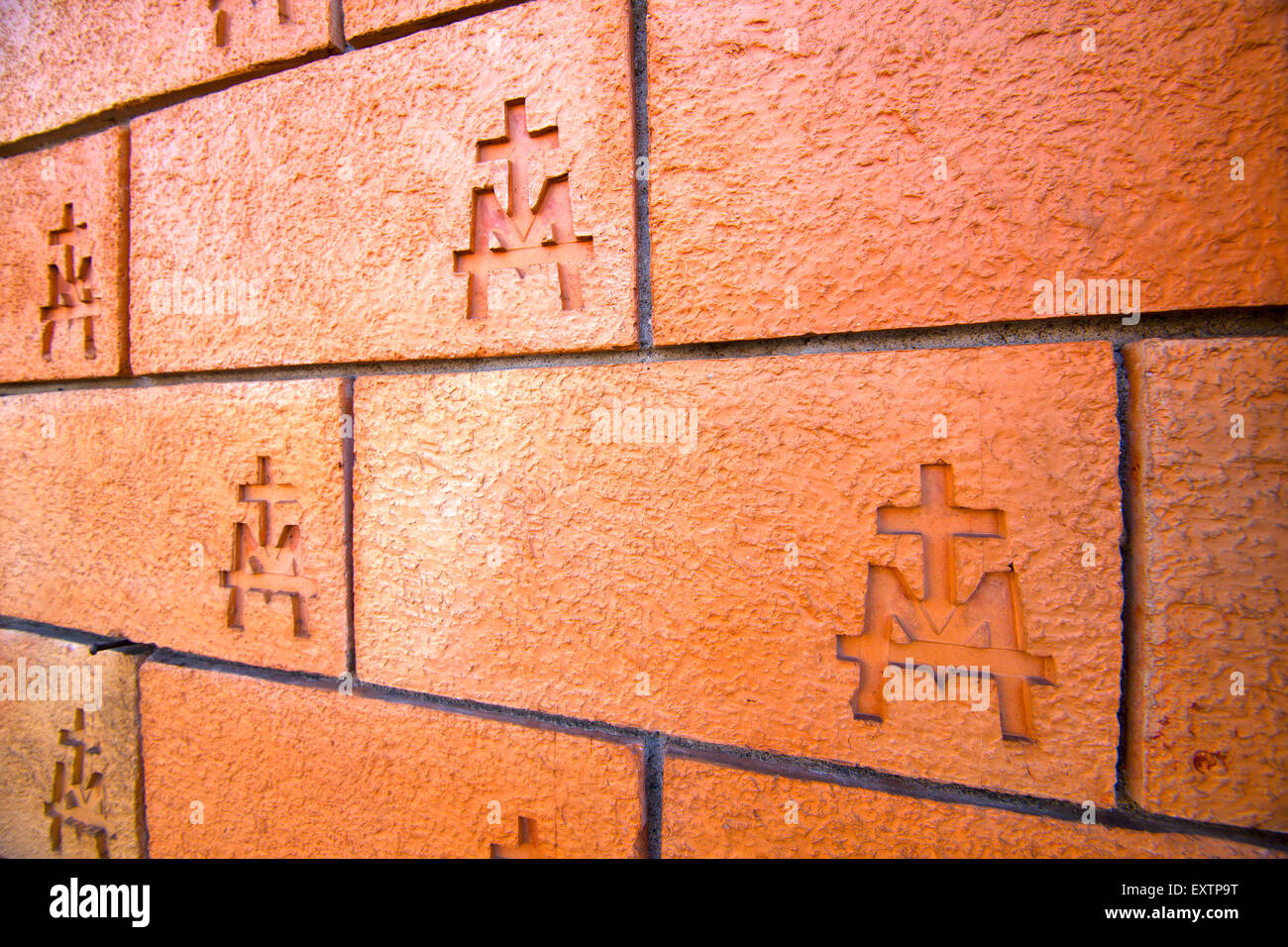 milan in italy old church concrete wall brick the abstract background ...