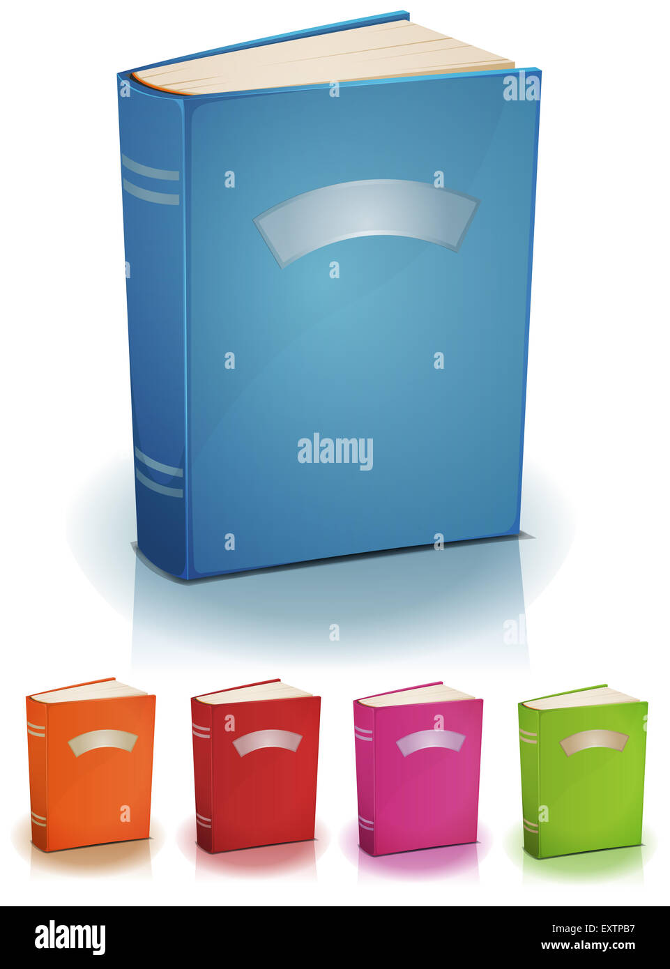 Illustration of a set of cartoon standing book with labels and copy ...