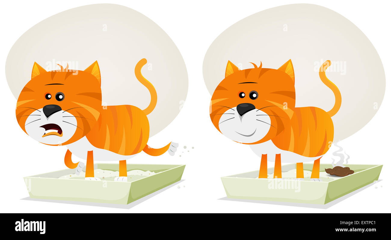 Illustration of a funny redhead streaked cartoon domestic cat character ...