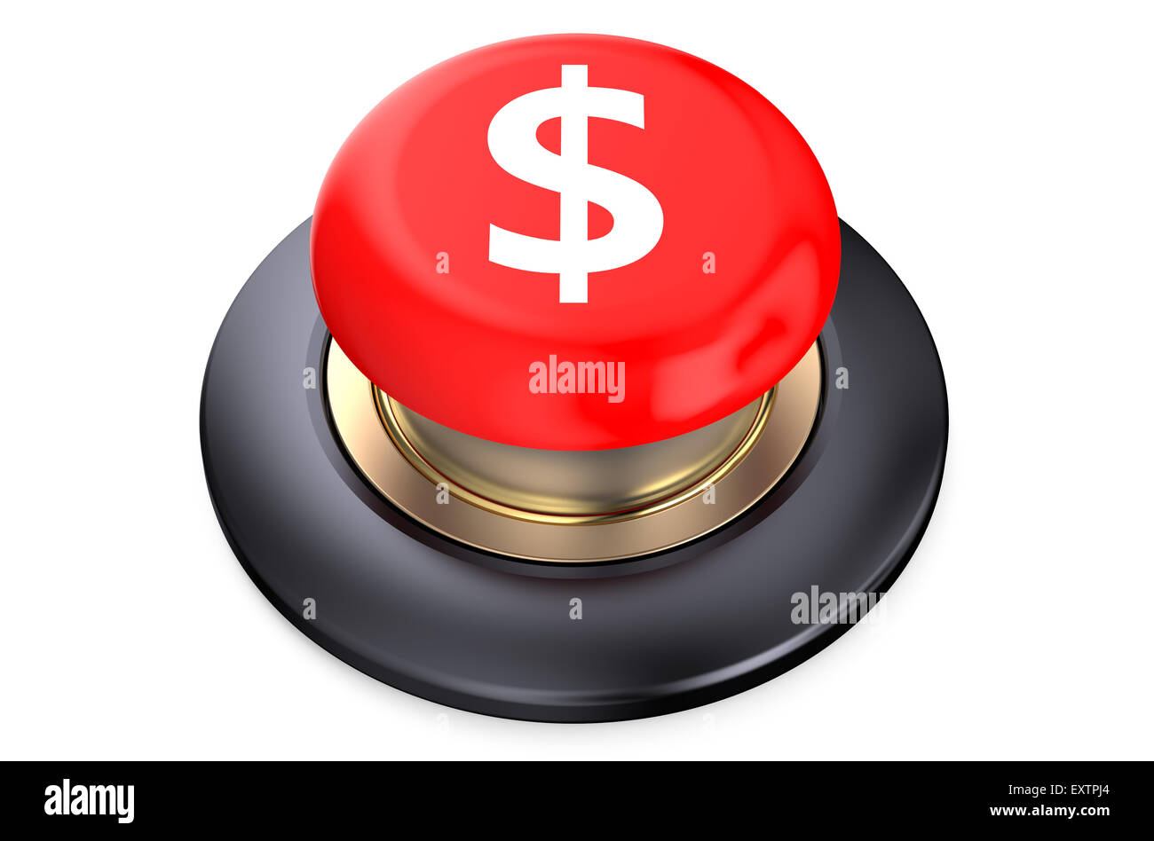 Dollar Red button isolated on white background Stock Photo - Alamy