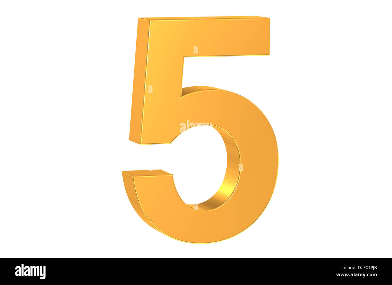 3D golden number 5 isolated on white background Stock Photo - Alamy