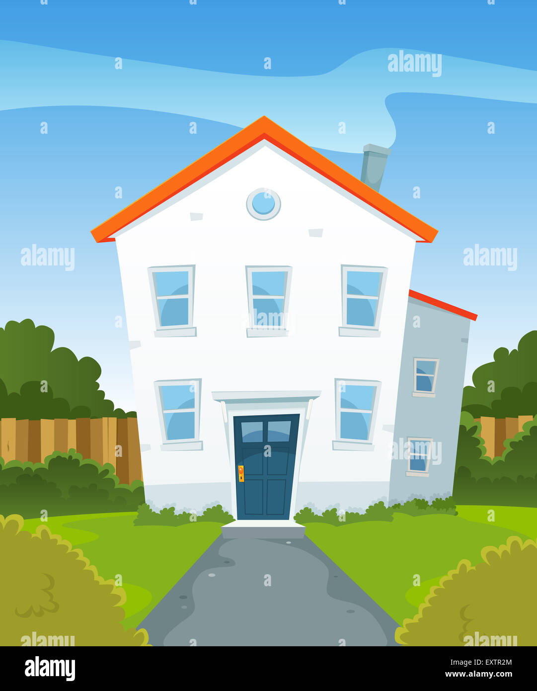 Illustration cartoon suburban residential house hi-res stock ...