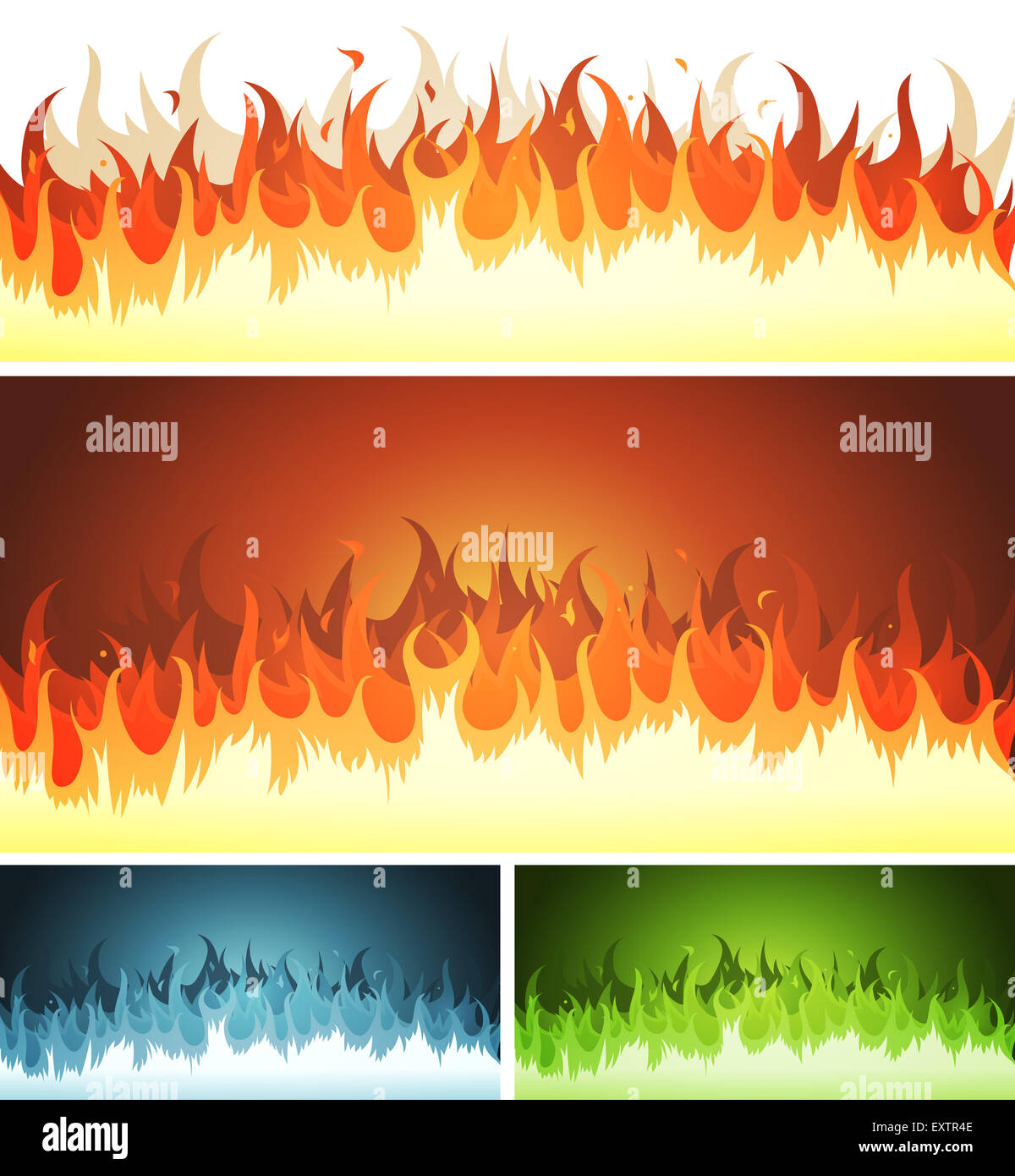 Illustration of a set of cartoon blaze fire elements and flames ...