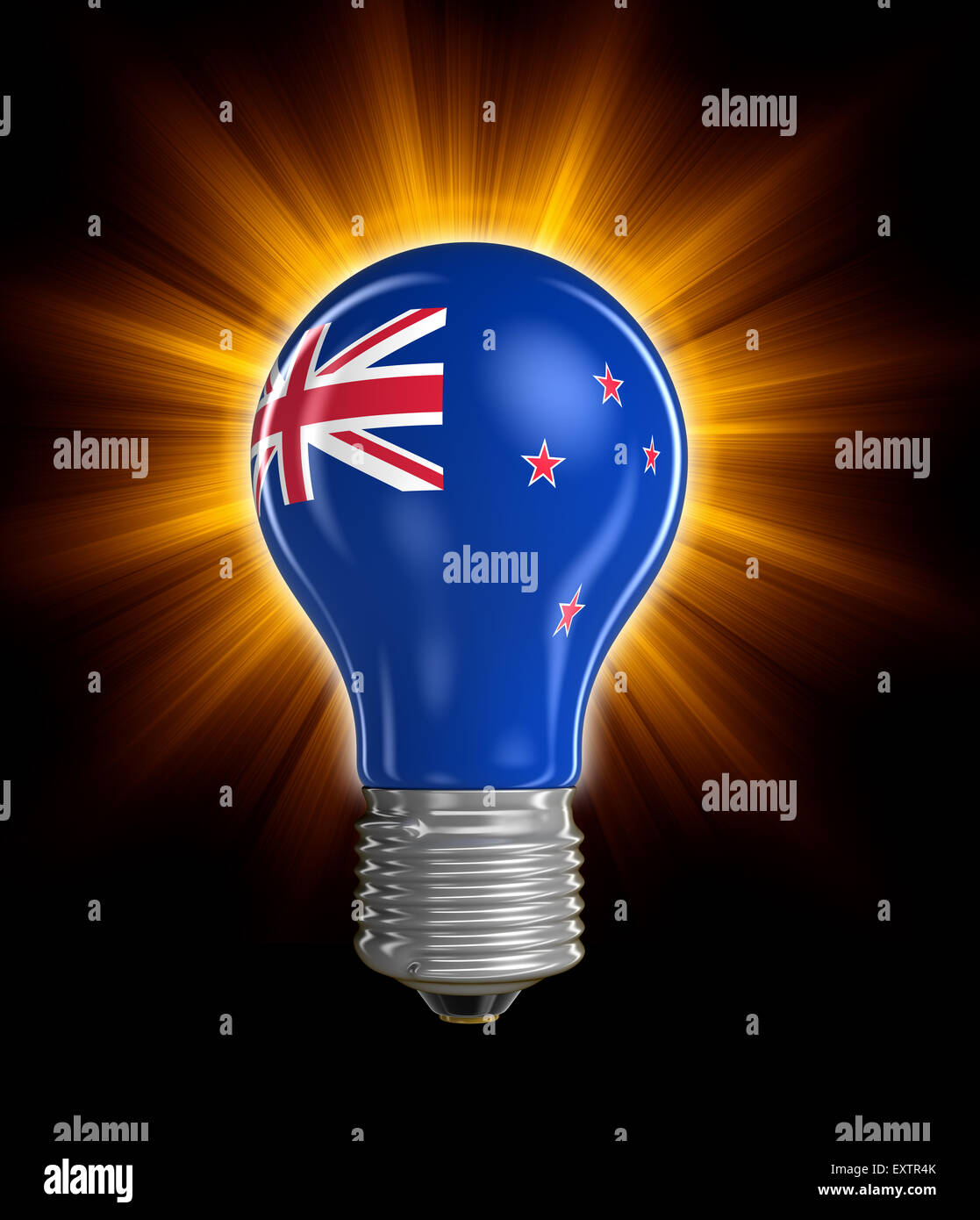 Light bulb with New Zealand flag. Image with clipping path Stock Photo ...