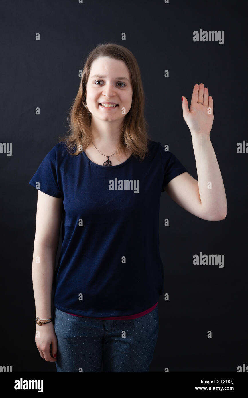 Beautiful woman doing different expressions in different sets of ...